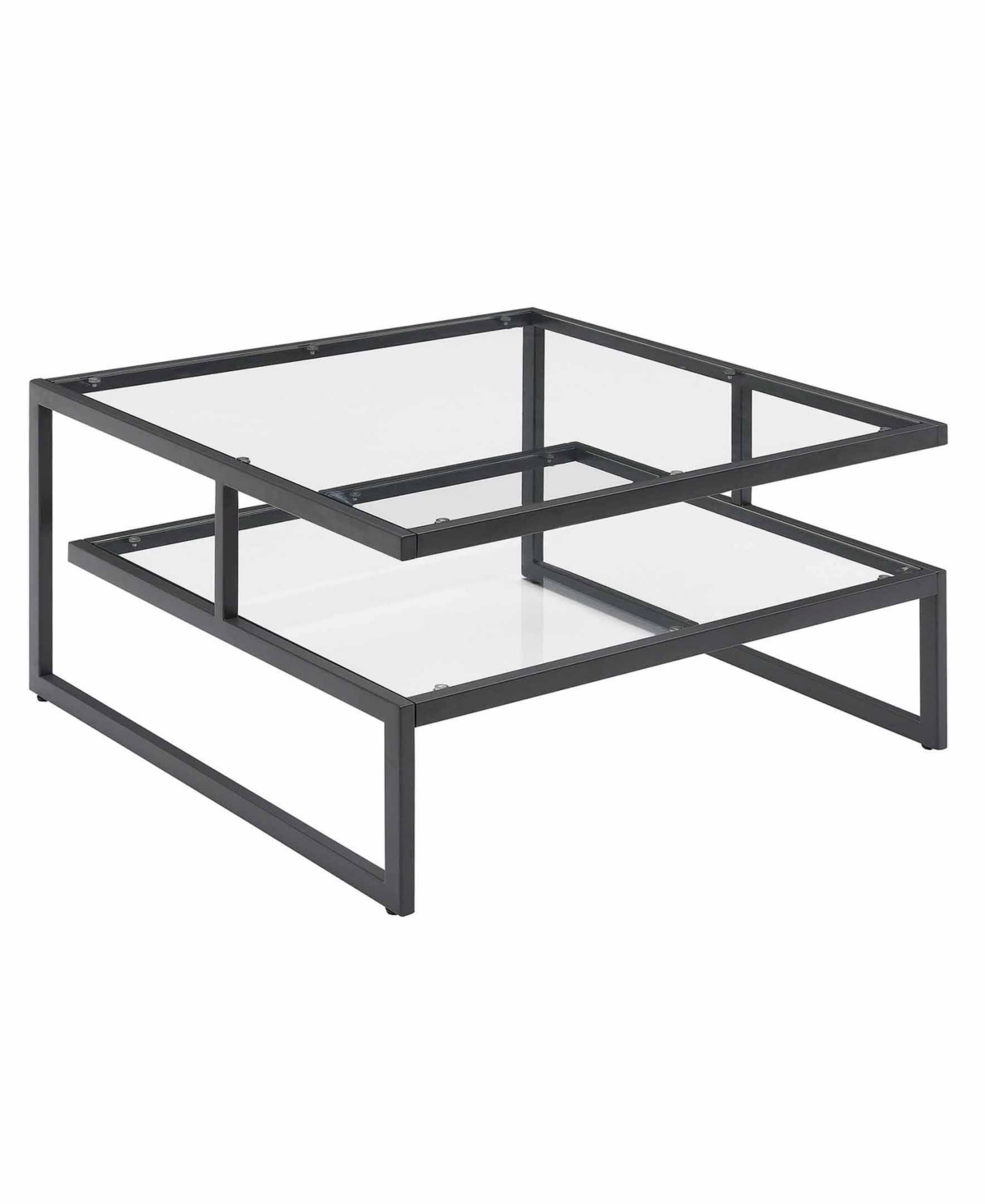 Click here for Royal Crest Stripes 2 Tier Glass Coffee Table - Cl... prices