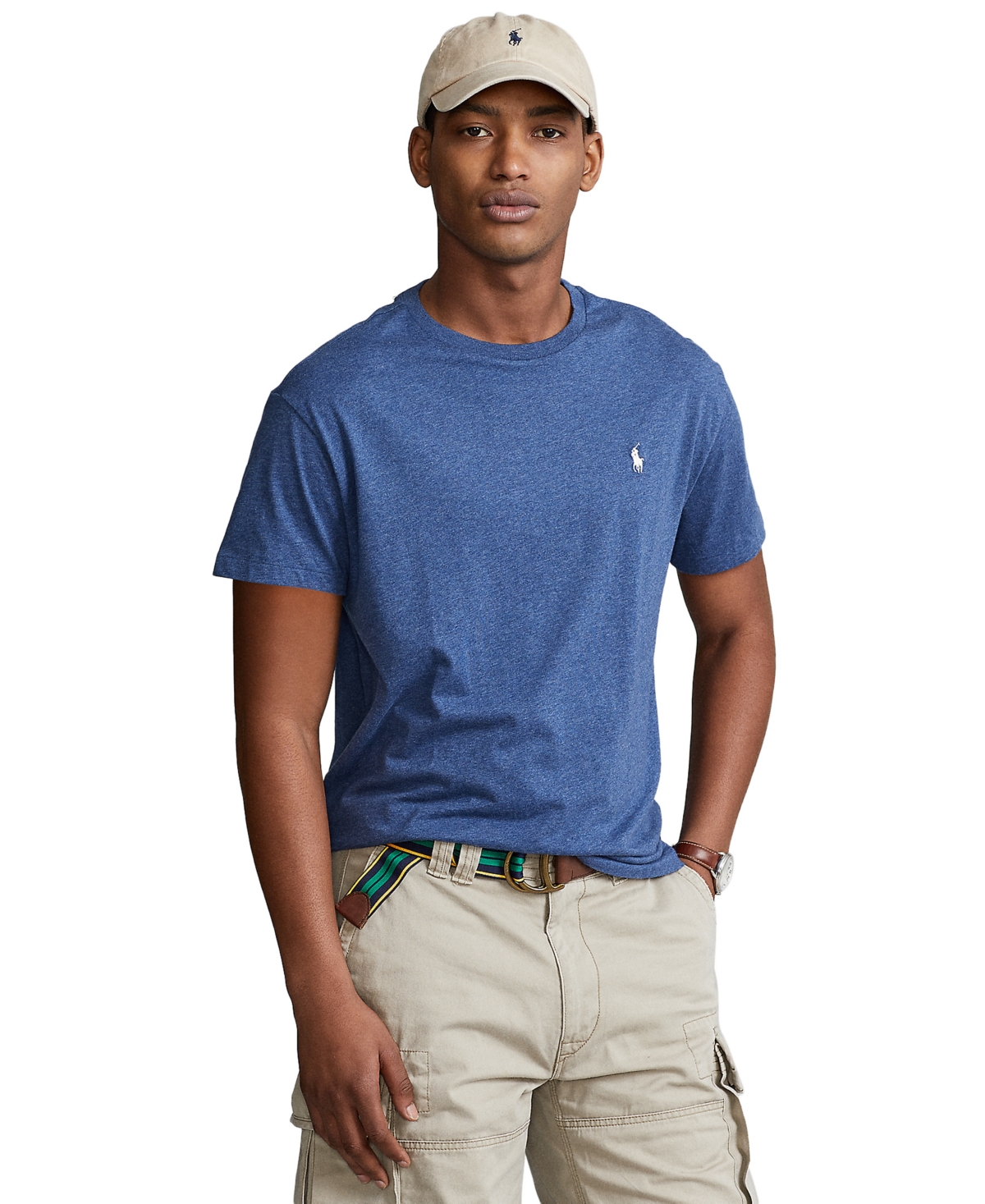 Polo Ralph Lauren Mens Classic Fit Crew Neck T-Shirt - Derby Blue Heather