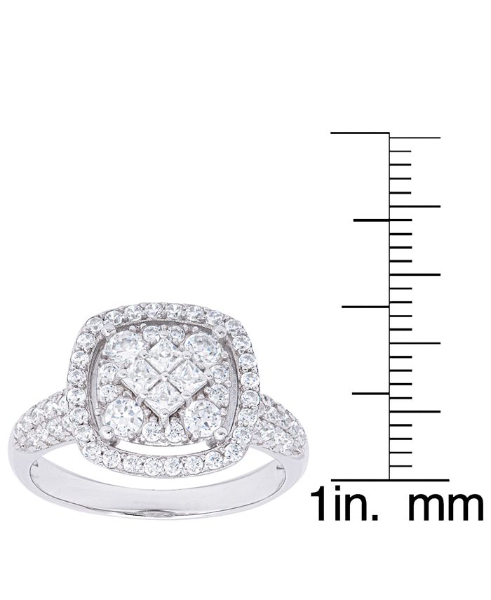 Macy's Cubic Zirconia Cushion Ring in Fine Gold Plate or Fine Silver ...