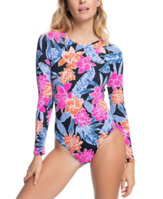 Roxy Juniors Printed Long Sleeve One Piece Swimsuit Macy S