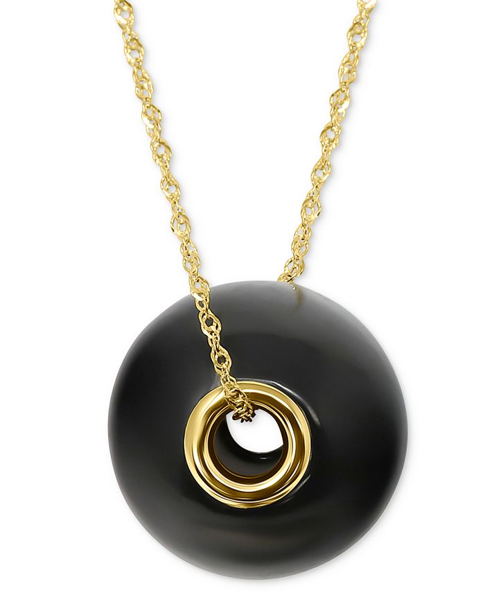 Macy's Jade Bead Pendant Necklace in 14k Gold, 16" + 2" extender (Also ...