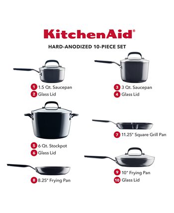 KitchenAid Hard Anodized 10 Piece Nonstick Cookware Pots and Pans Set ...