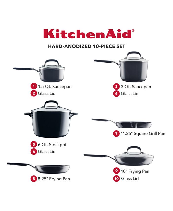 Kitchenaid Hard Anodized 10 Piece Nonstick Cookware Pots And Pans Set