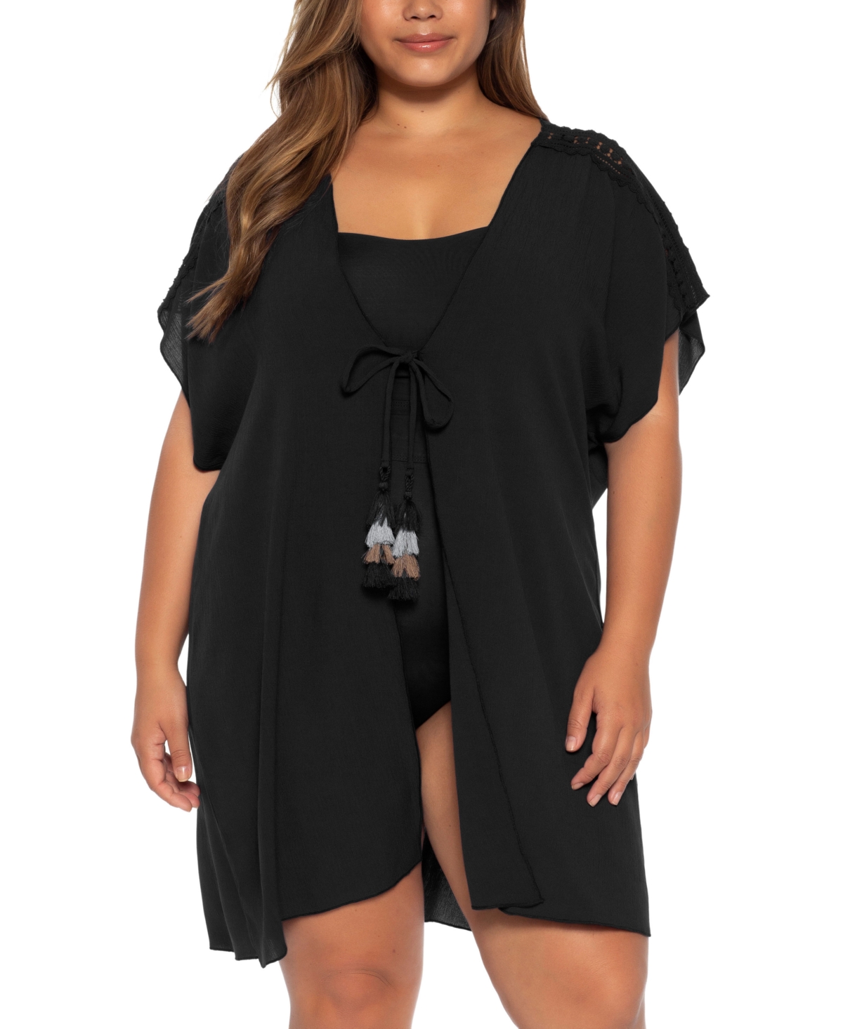 Becca Etc Plus Size Globe Trotter Cover-up Women's Swimsuit In Black ...