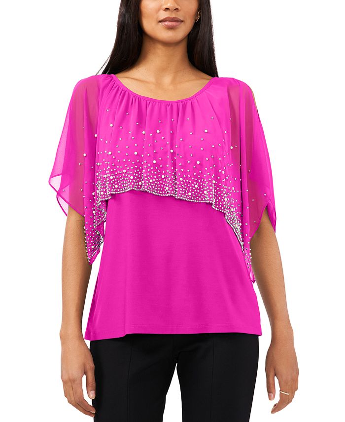 MSK Embellished Chiffon-Overlay Top - Macy's