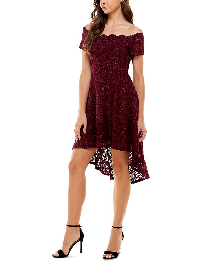 City Studios Juniors' Off-The-Shoulder Fit & Flare Dress - Macy's