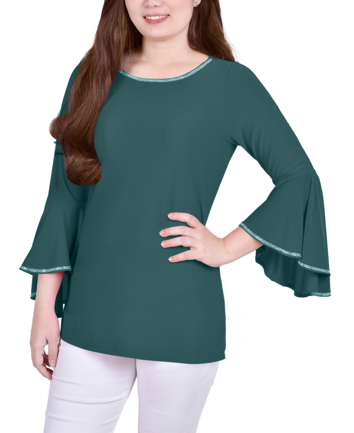 Click here for Womens Long Bell Sleeve Tunic with Stone Details T... prices