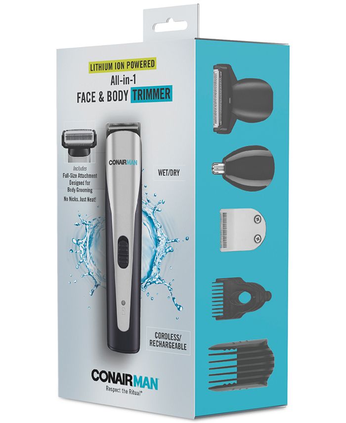 Conair Man Lithium Ion Powered All-in-One Face & Body Trimmer - Macy's