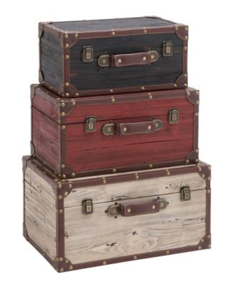 Wood Farmhouse Trunk, Set of 3 - Macy's