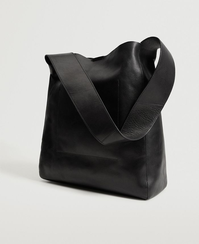 MANGO Women's Leather Shoulder Bag - Macy's