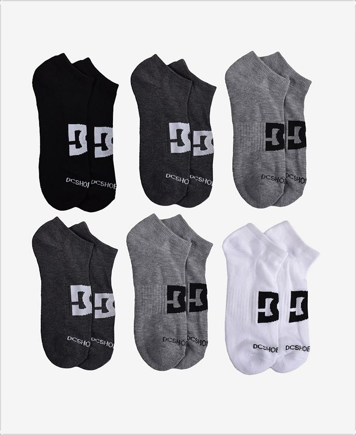 DC Shoes Men's 6-Pk. Oversized-Logo Ankle Socks - Macy's