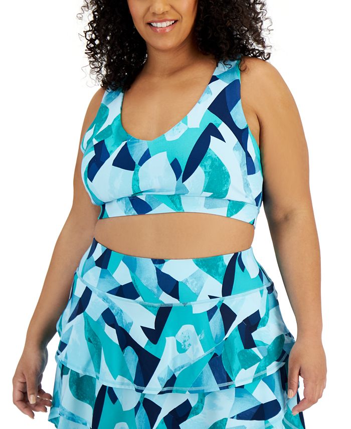ID Ideology Plus Size Printed Sports Bra, Created for Macy's - Macy's