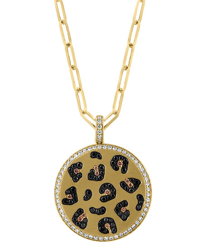 EFFY Collection EFFY® Multicolor Diamond Animal Print Disc 18" Pendant ...