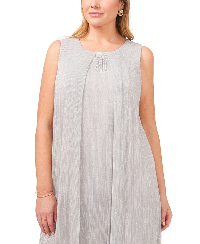 MSK Plus Size Metallic Pleated Shift Dress & Reviews - Dresses - Plus ...