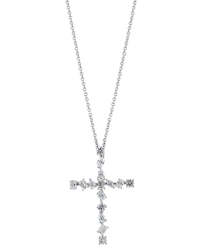 EFFY Collection EFFY® Diamond Multi-Cut Cross 18" Pendant Necklace (7/8 ...