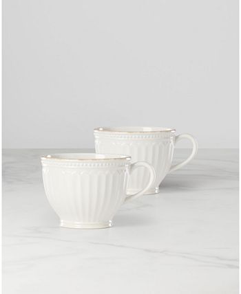Lenox French Perle Groove Latte Mug Set, 2 Piece - Macy's