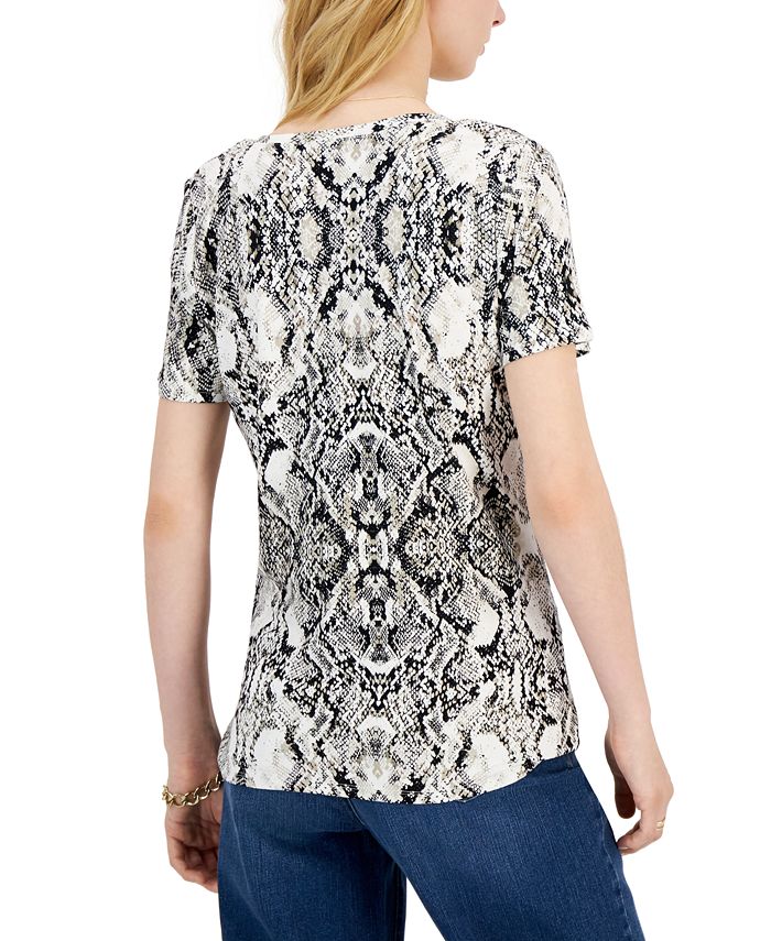 INC International Concepts Women's Snakeskin-Print Top, Created for ...