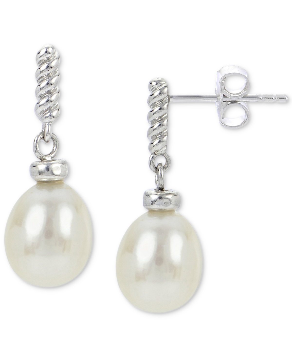 Click here for Cultured Freshwater Pearl (7 - 8mm) Twist Drop Ear... prices