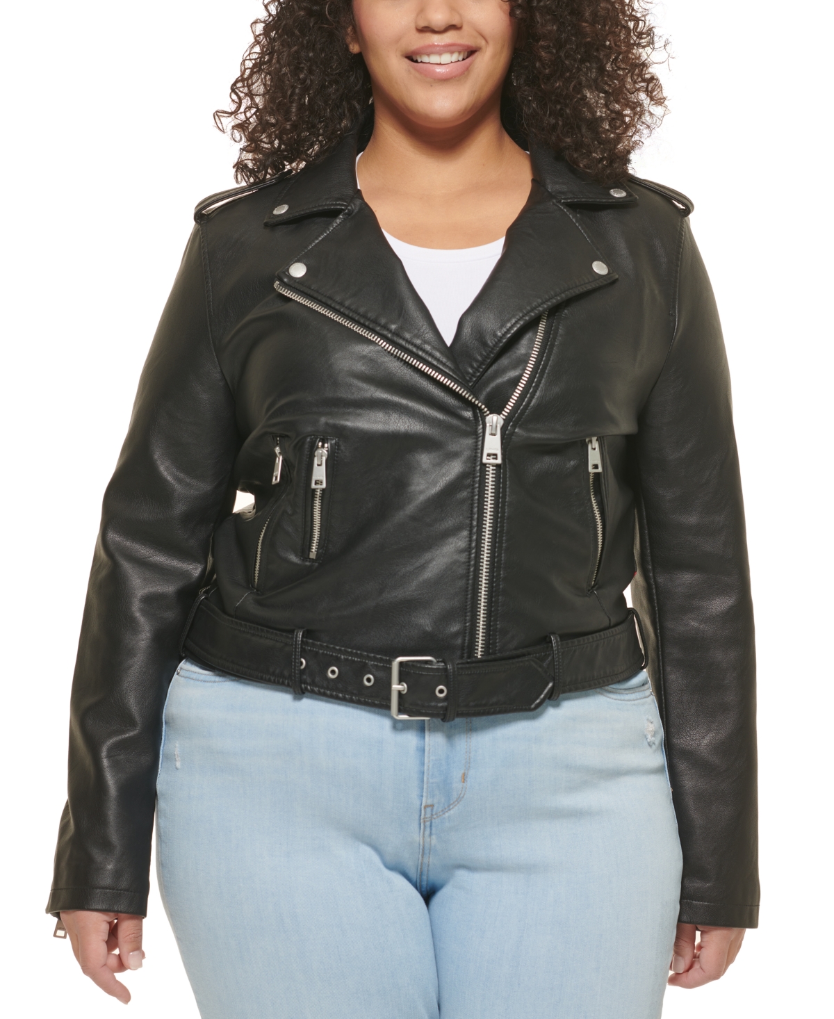 Click here for Levis Plus Size Faux Leather Belted Motorcycle Jac... prices