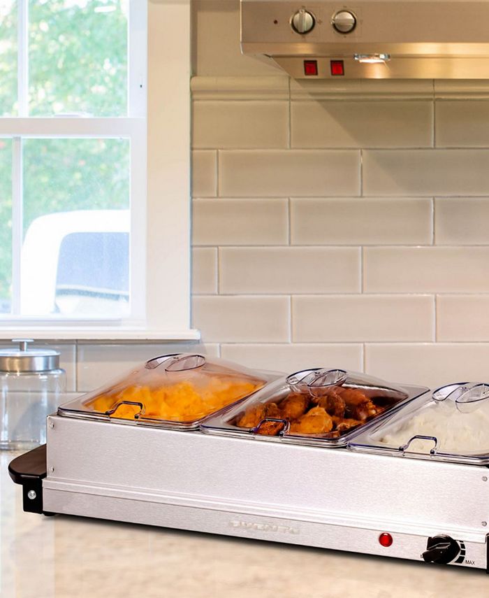 OVENTE Electric Buffet Server Tray with Triple¿1.5 Quart Warming Pans ...