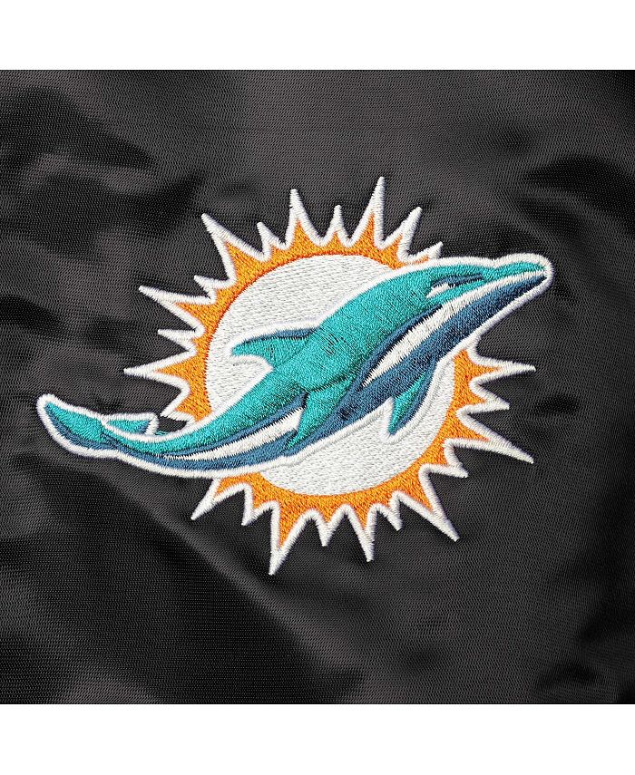 Starter Men's Black Miami Dolphins Locker Room Satin Varsity Full-Snap ...
