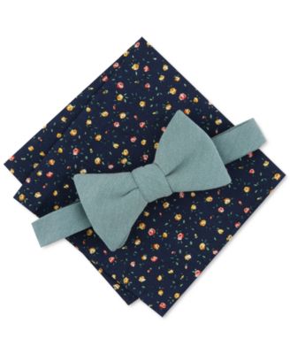 BAR III Men's Gillis Solid Bow Tie & Pocket Square Set, Created for ...