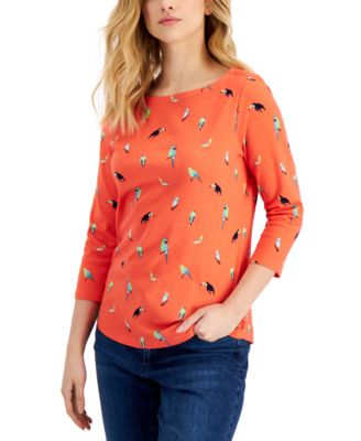 Charter Club Women's Printed Boat-Neck Top, Created for Macy's - Macy's