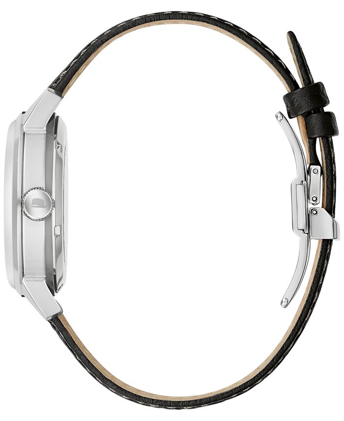 Bulova Men's Frank Sinatra Summer Wind Automatic Black Leather Strap ...