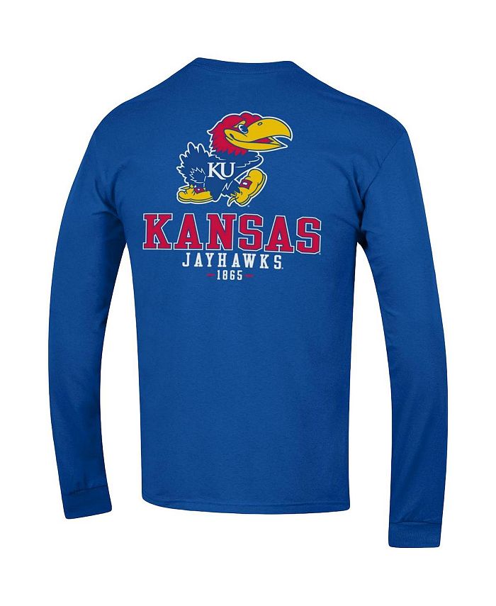 Champion Men's Royal Kansas Jayhawks Team Stack Long Sleeve T-shirt ...