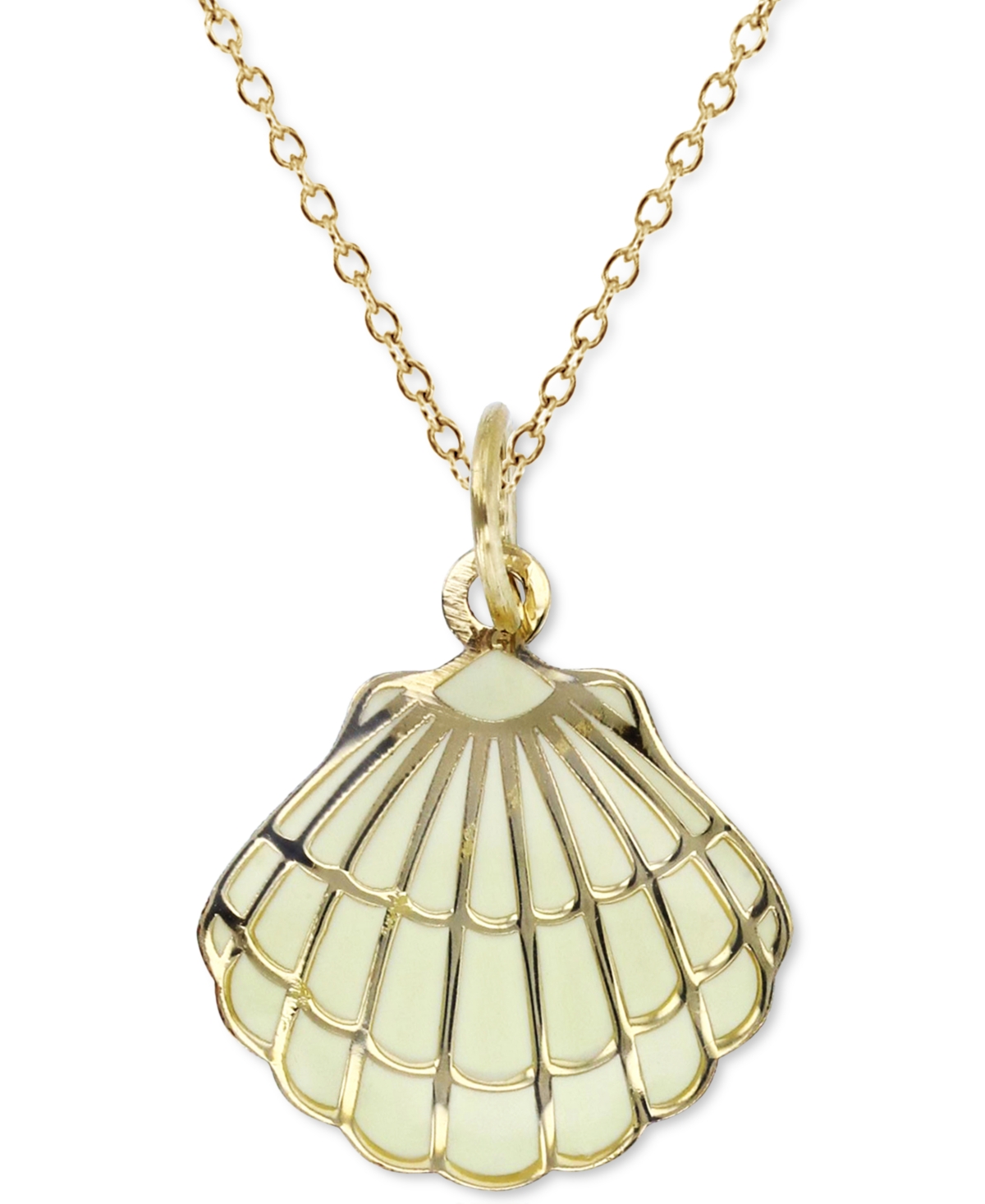Click here for Enamel Shell 18 Pendant Necklace in 14k Gold - Gol... prices