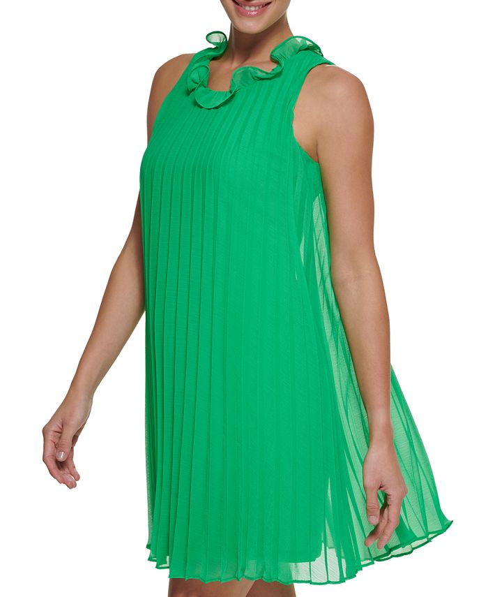 DKNY Pleated Ruffled Shift Dress - Macy's