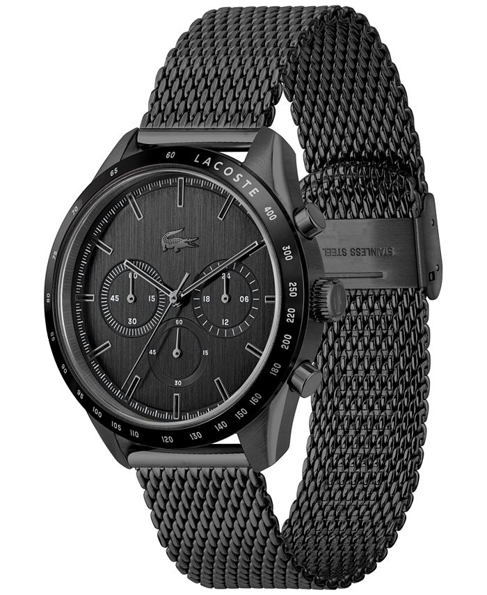 Lacoste Men's Chronograph Boston Black-Tone Stainless Steel Mesh ...
