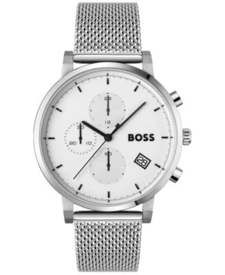 BOSS Integrity Men's Chronograph Stainless Steel Mesh Bracelet Watch ...