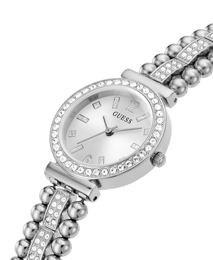GUESS Women's Crystal Beaded Stainless Steel Bracelet Watch 30mm - Macy's