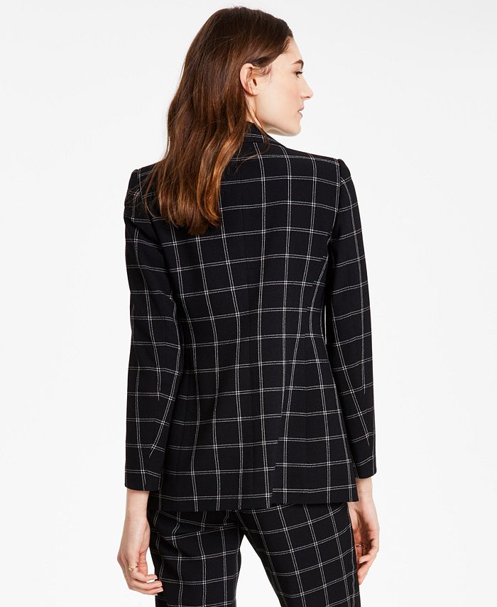 Bar III Women's Windowpane Print Open Front Jacket - Macy's