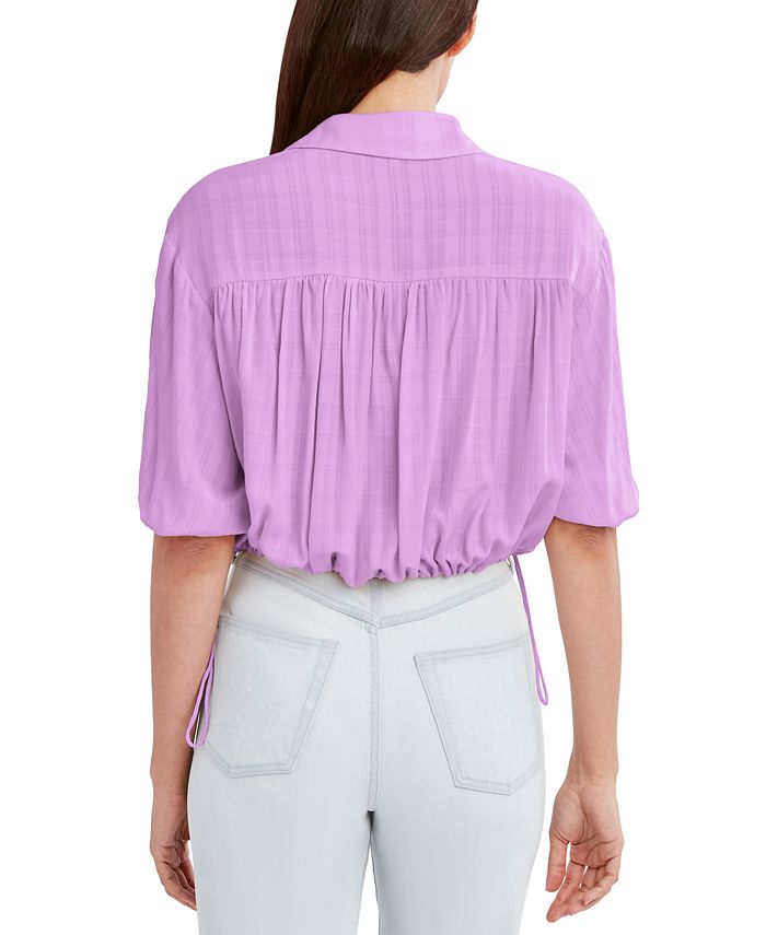 BCBGeneration Collared Drawstring-Hem Top - Macy's
