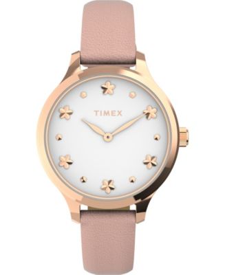Timex Women's Peyton Pink Leather Strap Watch 36mm - Macy's