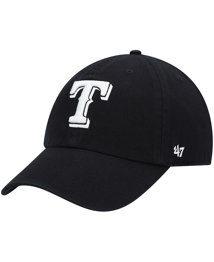 '47 Brand Men's '47 Texas Rangers Black On Black Logo Clean Up ...