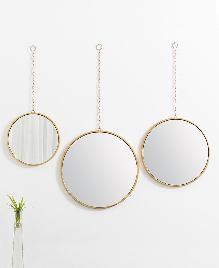 Glitzhome Regency Modern Metal Chains Hanging Mirrors Set, 3 Piece - Macy's