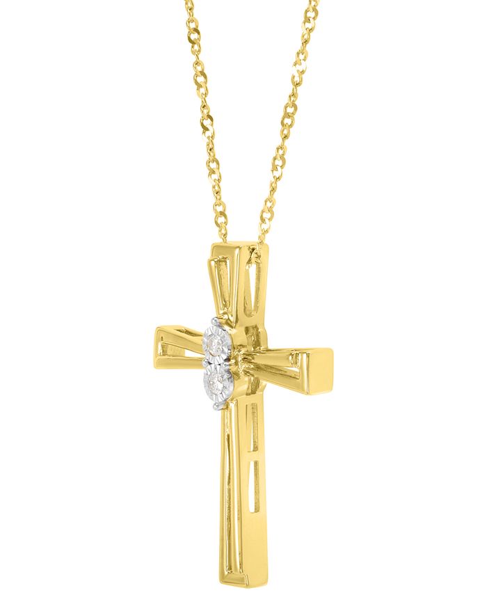 Macy's Diamond Accent Double Bar Cross Pendant in Sterling Silver or ...