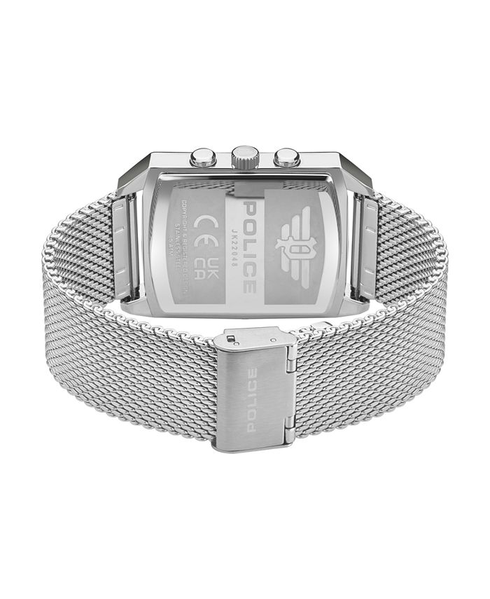 Police Men's Saleve Collection Silver-Tone Stainless Steel Mesh Watch ...