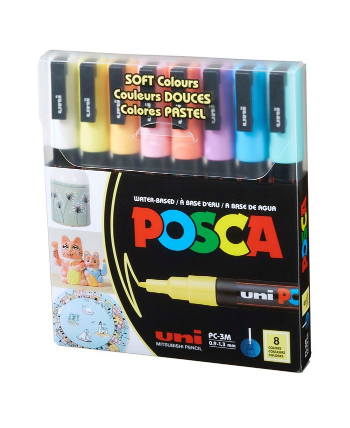 POSCA 8-Color Paint Marker Set, Pc-3M Fine, Soft Colors - Macy's