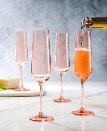 Godinger Sheer Coral Champagne Flutes, Set of 4 - Macy's