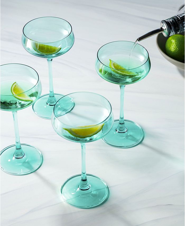 Godinger Sheer Green Coupes, Set of 4 - Macy's