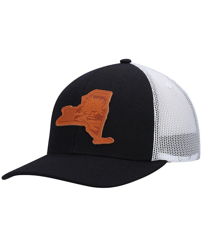 Local Crowns Men's Black New York Leather State Applique Trucker ...