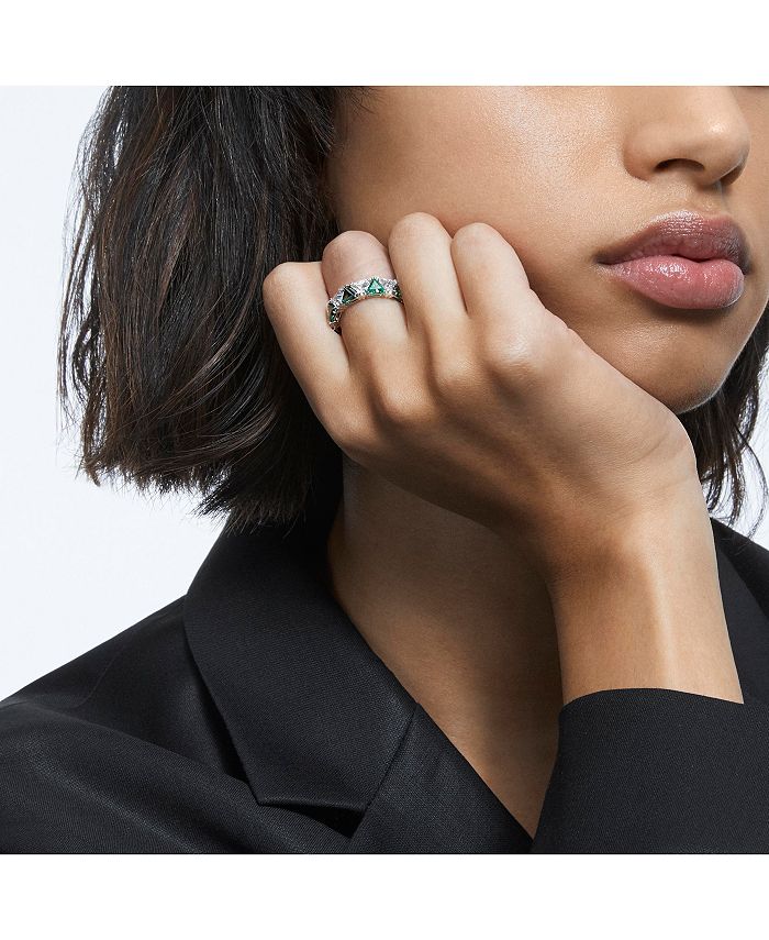 Swarovski Ortyx Cocktail Triangle Cut Rhodium Plated Ring - Macy's