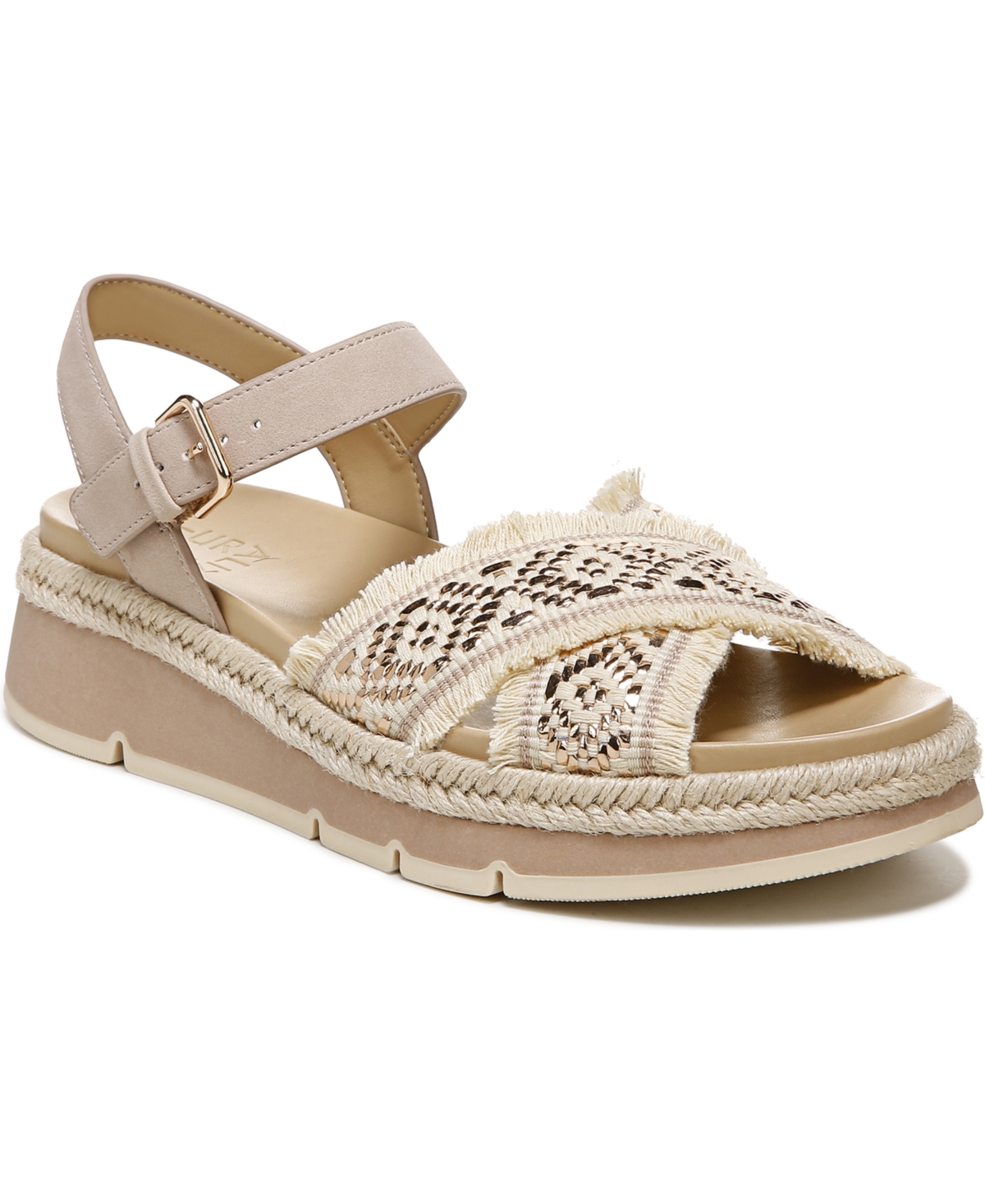 Naturalizer Delaney 2 Ankle Strap Sandals Women's Shoes In Natural Faux ...