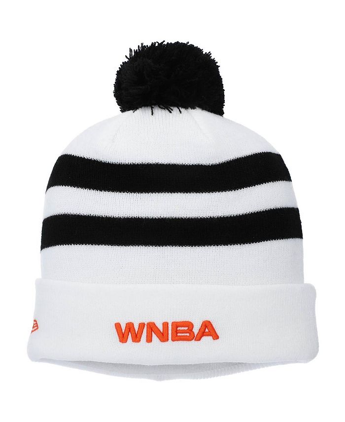 New Era Men's White Wnba Cuffed Knit Hat with Pom - Macy's