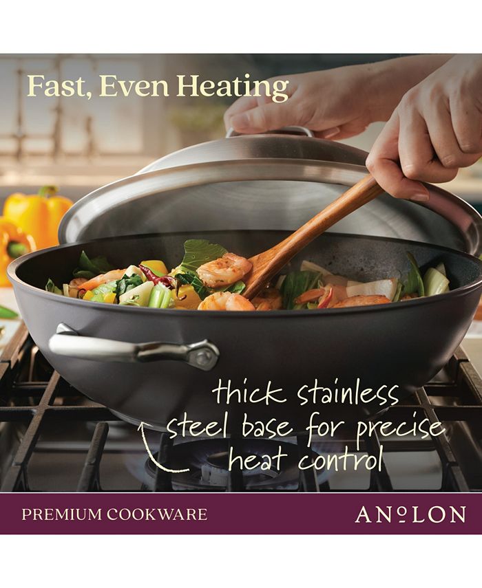 Anolon Accolade Forged Hard-Anodized Nonstick Wok with Lid, 13.5-Inch, Moonstone - Macy's
