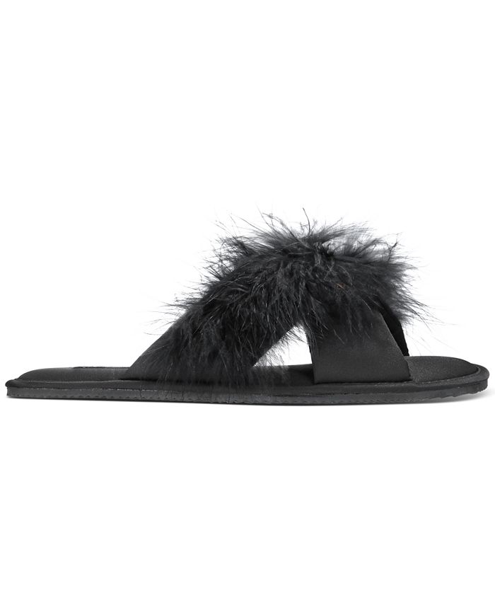 INC International Concepts Women's Satin Marabou Slide Slippers ...